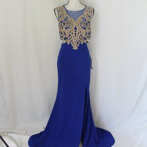 City Studio | Dresses | City Studio Blue And Gold Cutout Formal Dress ...